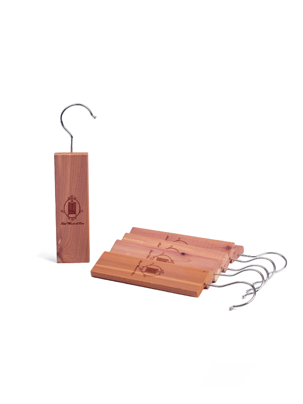 Cedarwood hanging blocks to protect your cashmere in the wardrobe – cove
